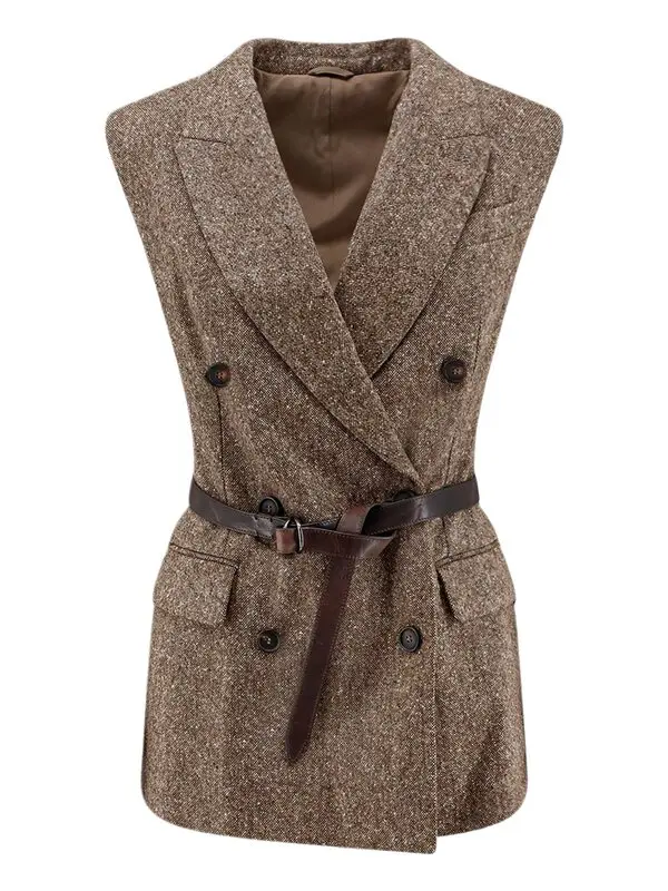 Brunello Cucinelli Virgin Wool Blend Vest - Brown