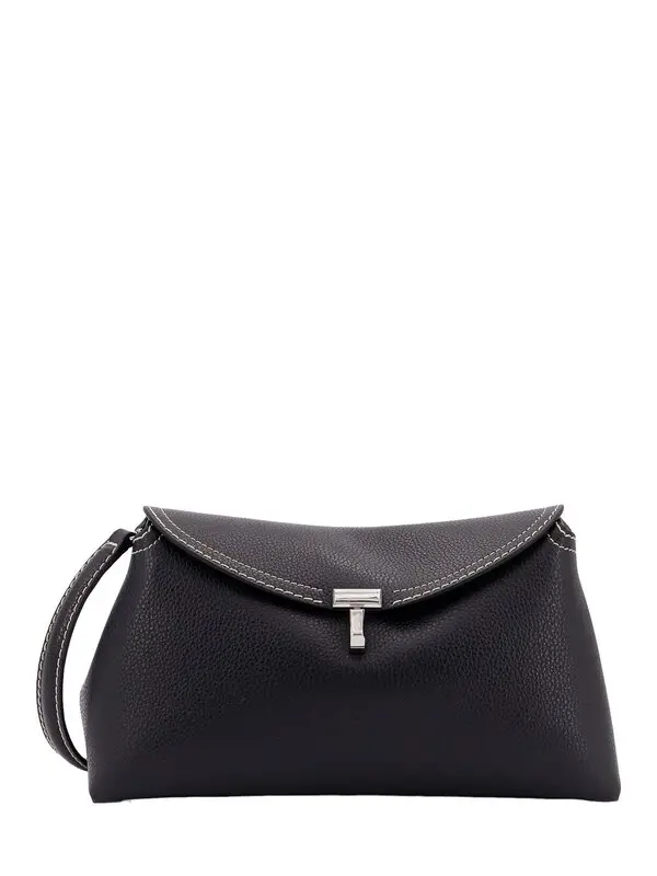 TOTEME Leather Clutch With Contrasting Stitching - Black