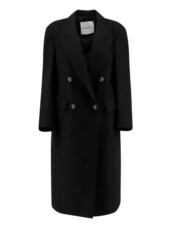 HEVO Martinafranca Wool Blend Coat - Black