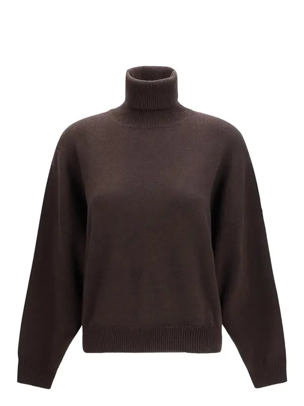 Brunello Cucinelli Cashmere Turtleneck With Monili Detail - Brown