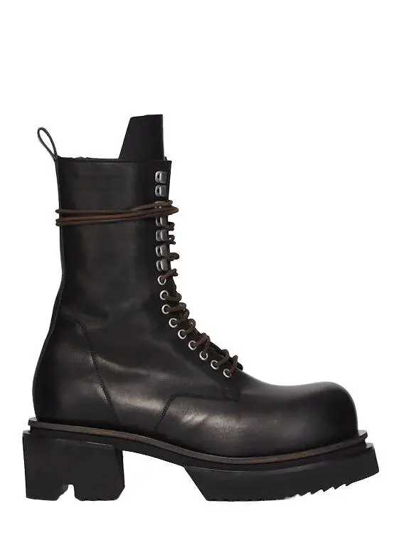 Rick Owens Lace Up Combat Boots - Black