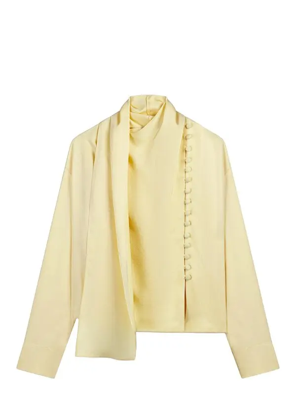 NOCTURNE Shawl Collar Blouse - Yellow