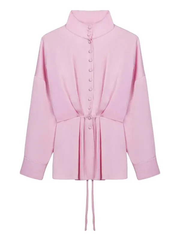 NOCTURNE Tie-detail Stand Collar Shirt - Pink