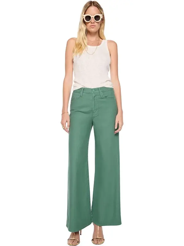 MOTHER The Ditcher Roller Zip Skimp Wide Leg Pants - Green