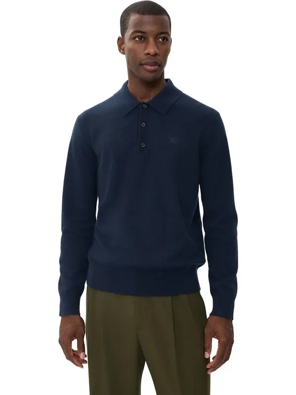 Burberry Carson Luxe Cashmere Polo Sweater - Navy