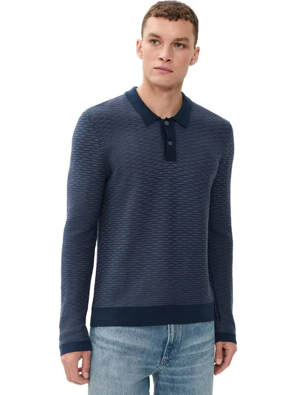 Rails Fulton Wavy Stripe Polo Sweater - Navy Wave