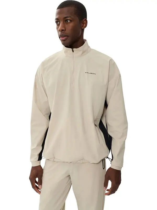 MALBON Performance Quarter-zip Shell Pullover With Drawstring Waist - Tan