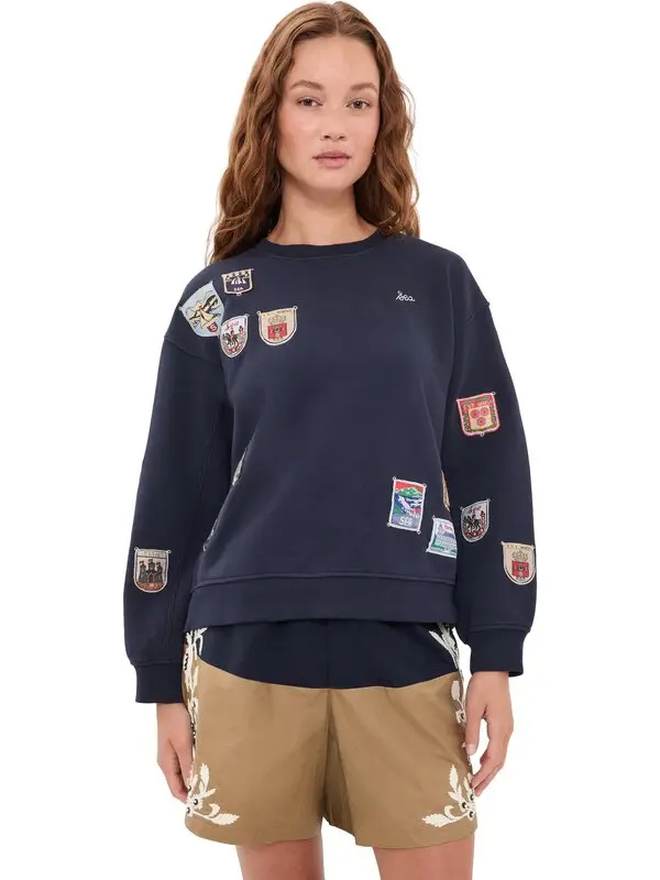 Sea Davis Patchwork Crewneck Sweatshirt - Navy