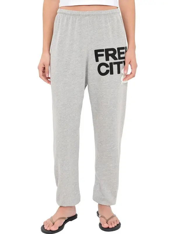 FREECITY Heather Sweatpants With Logo Lettering - Heathercreamy