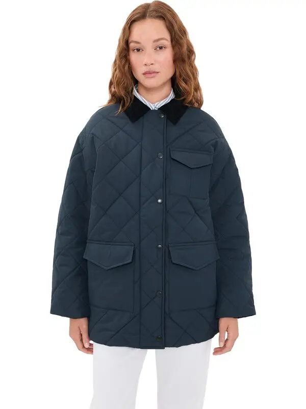 Canada Goose Terra Quilted Coat With Corduroy Trim - Nocturne