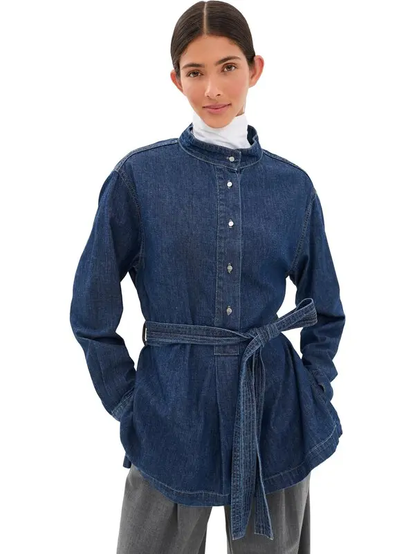 TWP Tamzin Denim Belted Top - Dark Stone