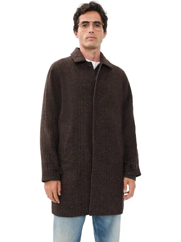 Barbour Lorden Check Wool Overcoat - Dark Oak Check