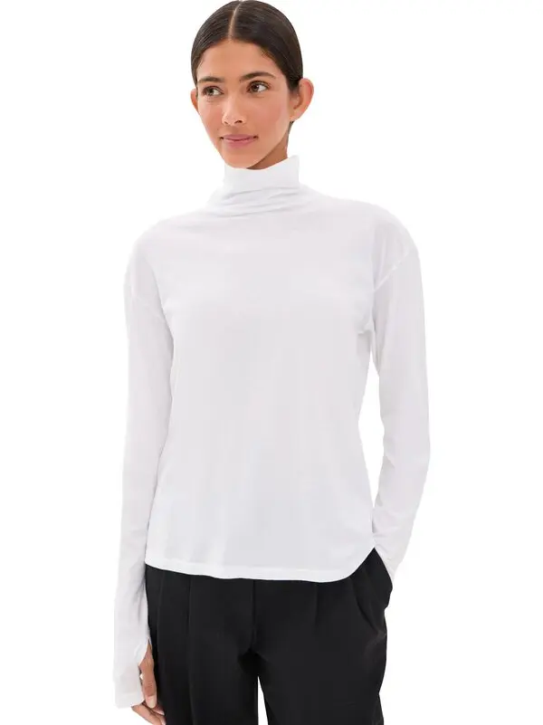 TWP Abby Cotton Turtleneck Top - White