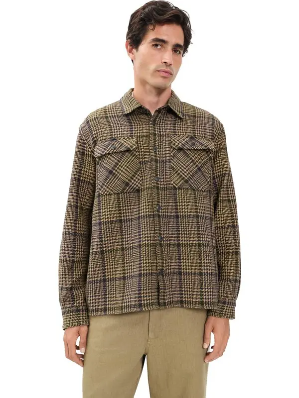 Barbour Millom Relaxed Houndstooth Shirt - Olive