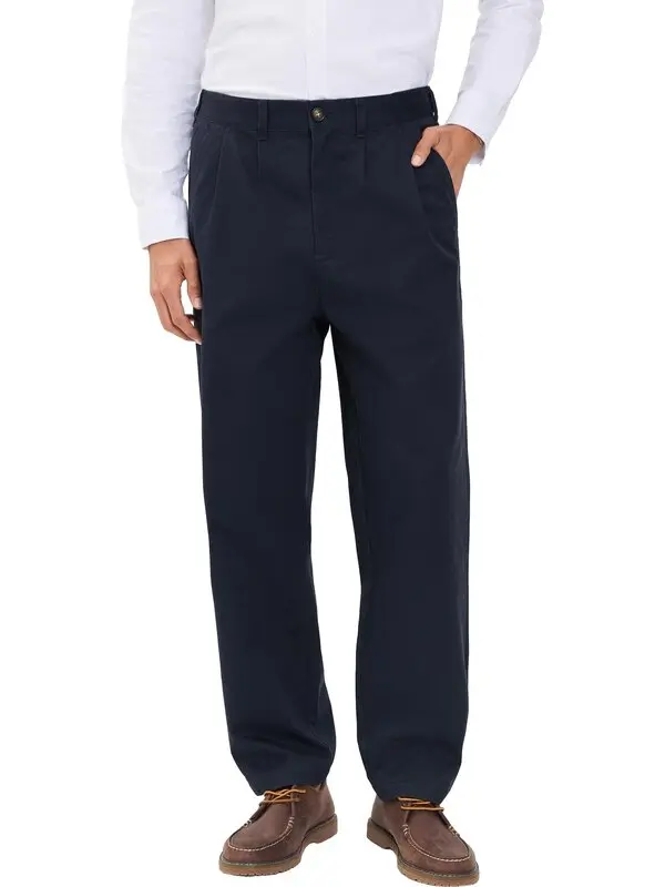 Barbour Yorklane Pleated Twill Trousers - Navy