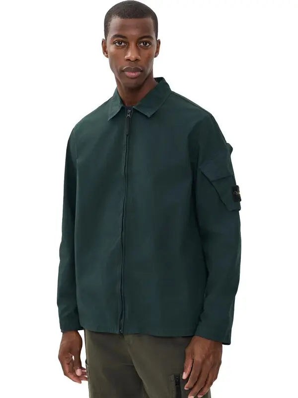 Stone Island Zip Overshirt - Dark Green