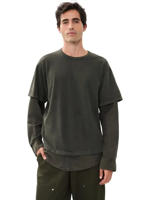 Helmut Lang Shirt Layer Tee - Dark Moss
