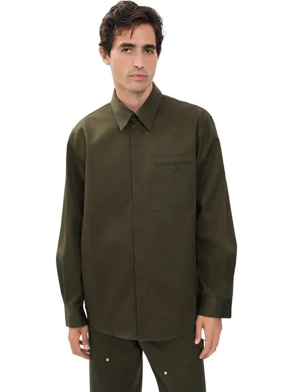 Helmut Lang Chino Twill Over Shirt - Dark Moss