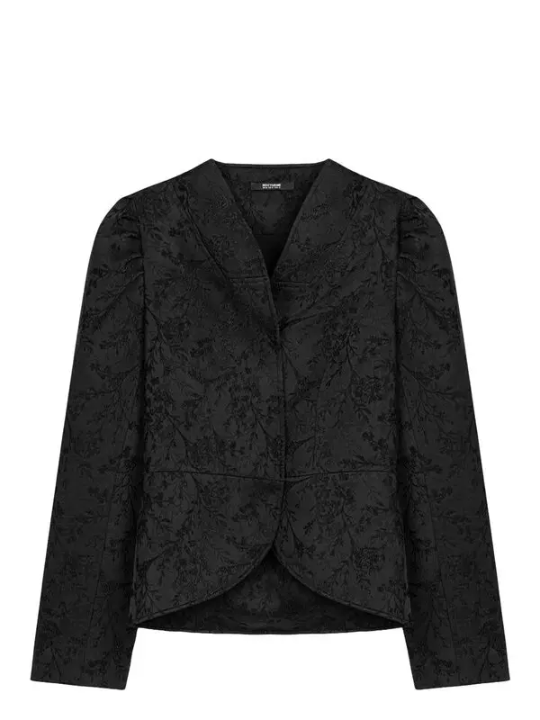 NOCTURNE Jacquard Balloon Sleeve Wrap Jacket - Black