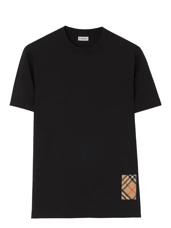 Burberry Cotton Check-patch T-shirt - Black