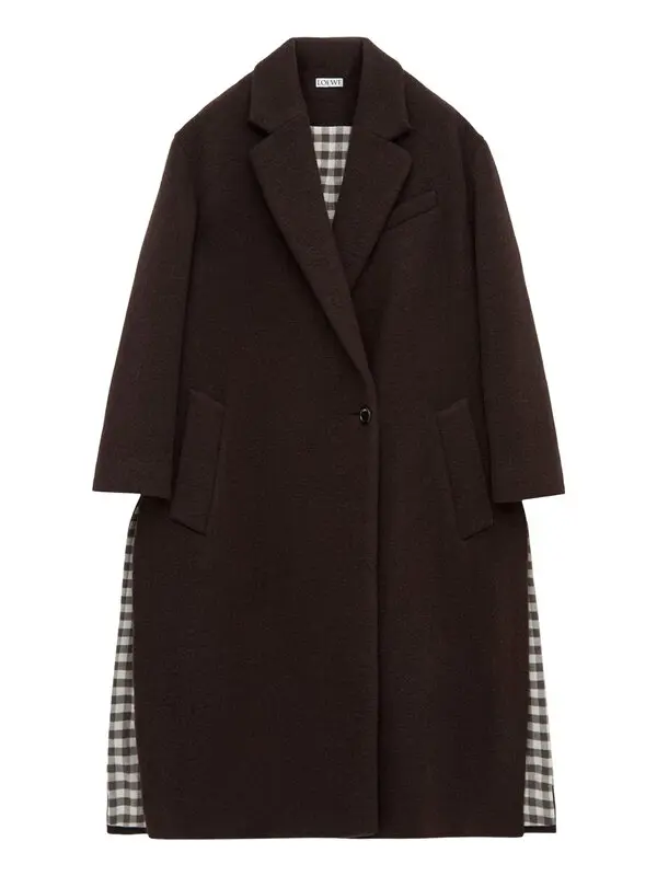 Loewe Cashmere Gingham-lined Coat - Brown