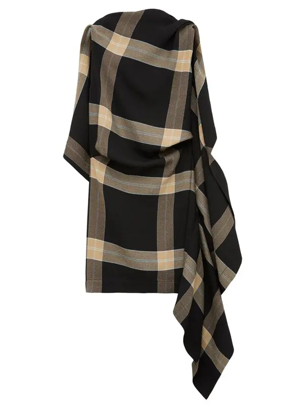 Loewe Asymmetrical Check Mini Dress - Black