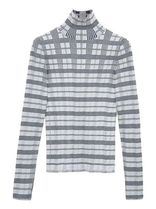 Loewe Check Jacquard High-neck Top - White