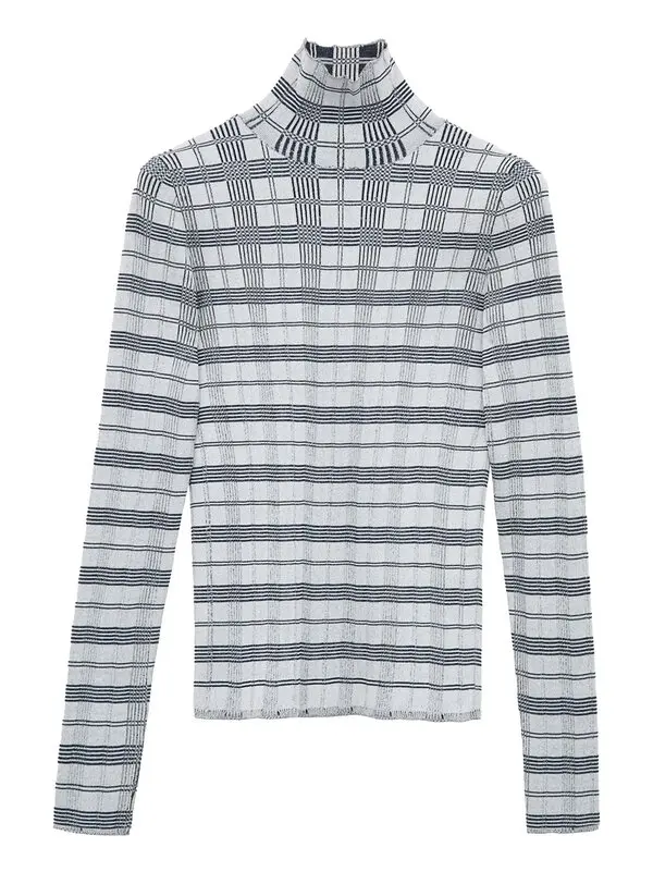 Loewe Check Jacquard High-neck Top - White