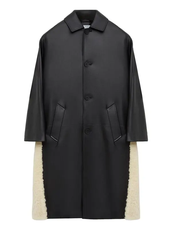 Loewe Nappa Lambskin Shearling-trim Coat - Black