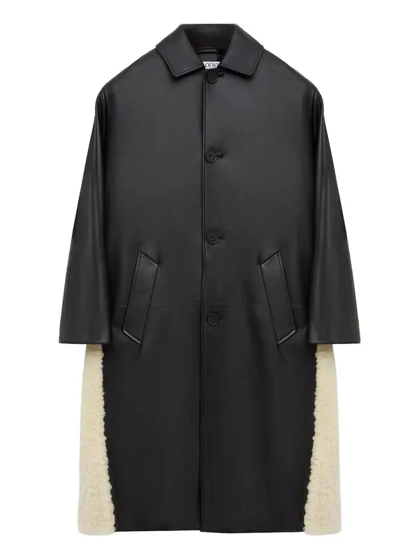 Loewe Nappa Lambskin Shearling-trim Coat - Black
