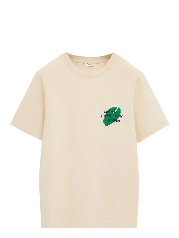 Loewe X Cosima Von Bonin Cotton T-shirt With Embroidered Lobster Claw - White