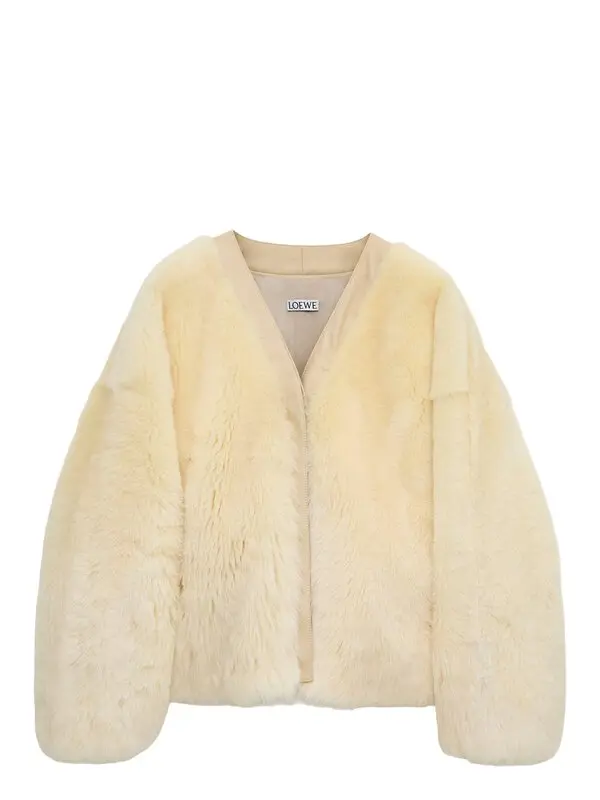 Loewe Shearling V-neck Cardigan - Yellow