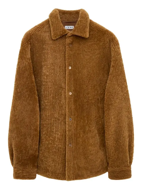 Loewe Corduroy Merino Shearling Overshirt - Beige