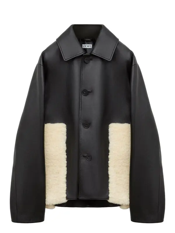 Loewe Nappa Lambskin Shearling-trim Jacket - Black