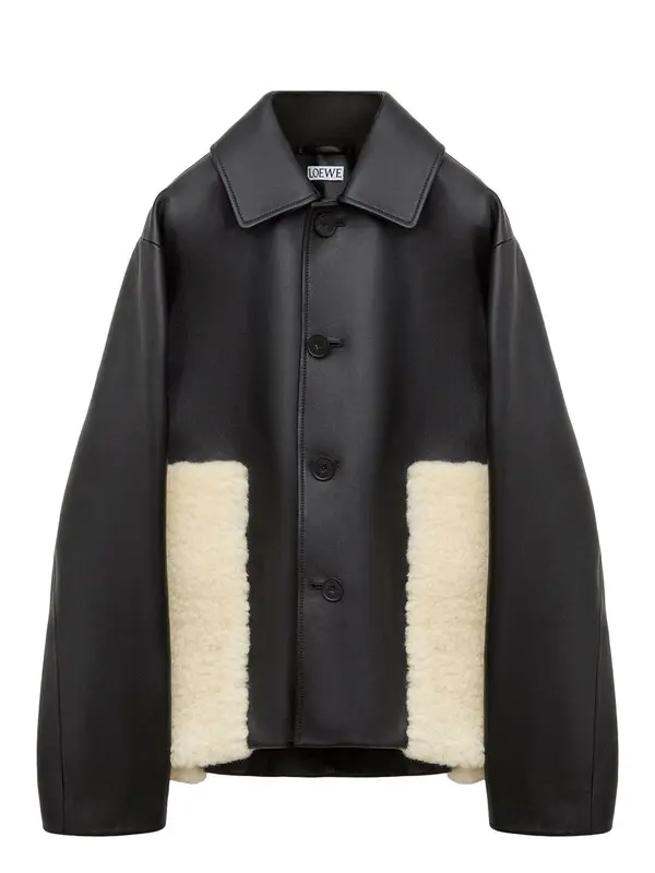 Loewe Nappa Lambskin Shearling-trim Jacket - Black