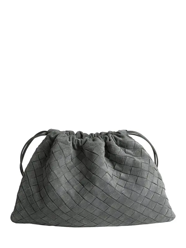 Bottega Veneta Suede Intrecciato Pouch - Grey