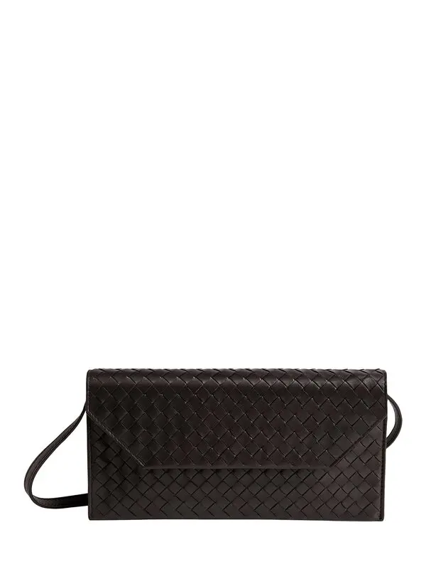 Bottega Veneta Nappa Leather Intrecciato Piccolo Envelope Pouch - Brown