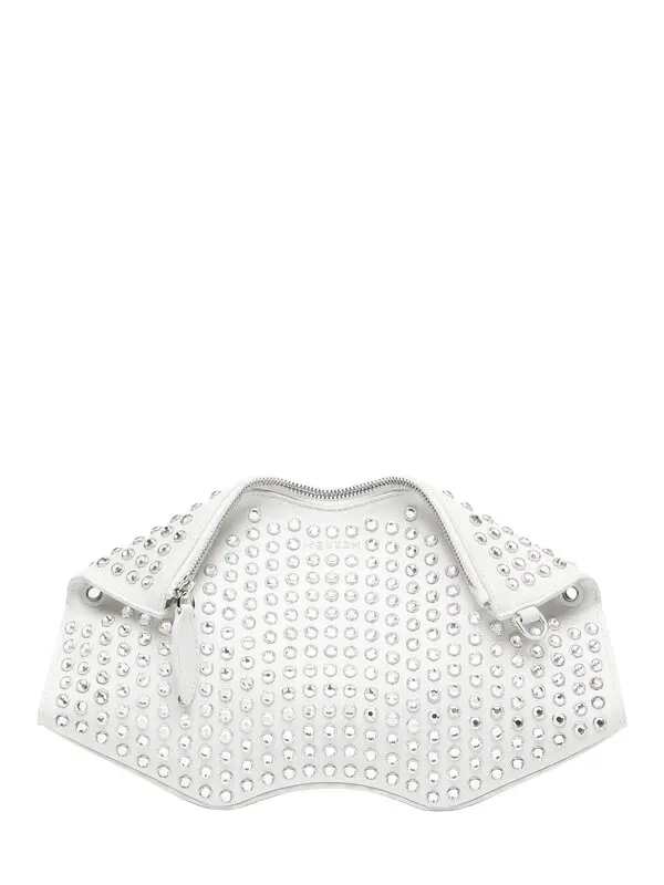 Alexander McQueen Embellished Leather Manta Clutch Bag - White