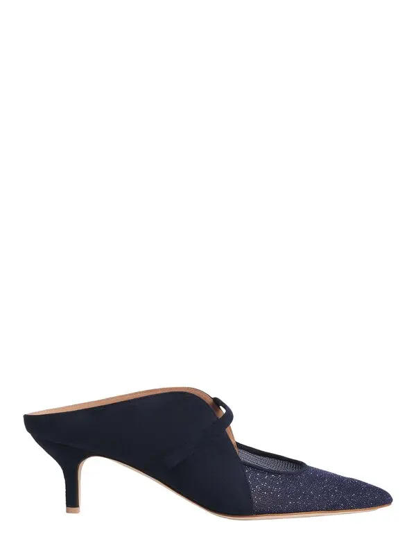 MALONE SOULIERS Embellished Suede Arc Heeled Mules - Navy