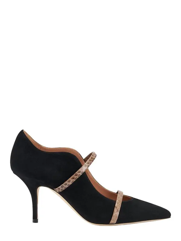 MALONE SOULIERS Maureen Suede And Snakeskin Stiletto Pumps - Black