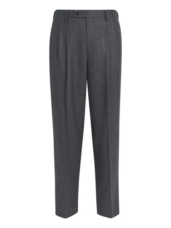 Auralee Wool Pleated Wide-leg Trousers - Grey