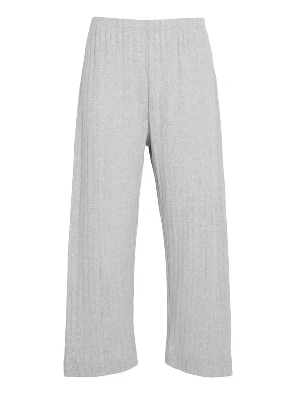 LESET Cotton Pointelle Cropped Trousers - Grey