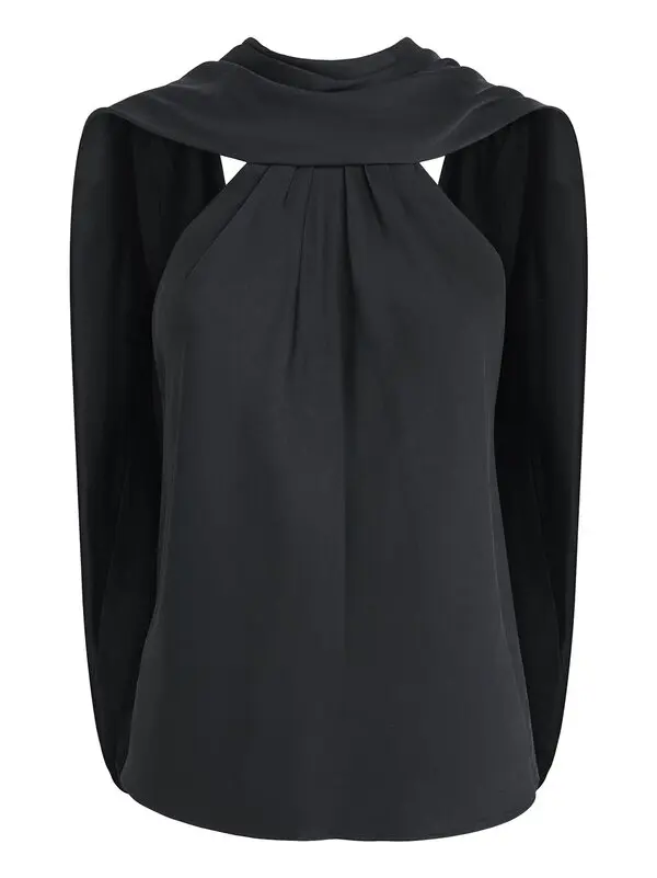 Simkhai Satin Scarlett Cape Top - Black
