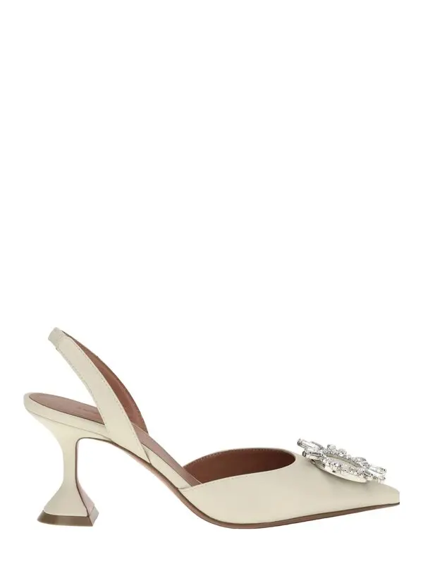 Amina Muaddi Pointed Toe Slingback High-heeled Sandals - Nude