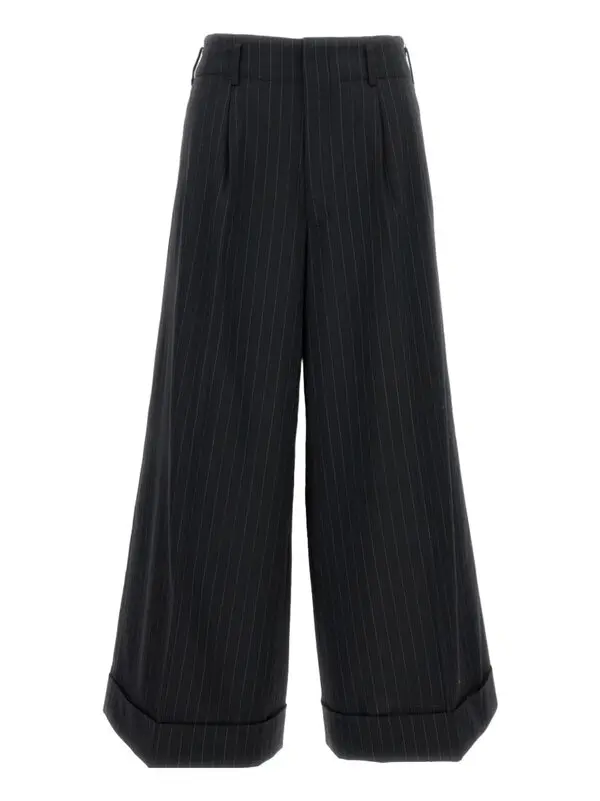 Comme Des Garçons Striped Wide Leg Pants - Black
