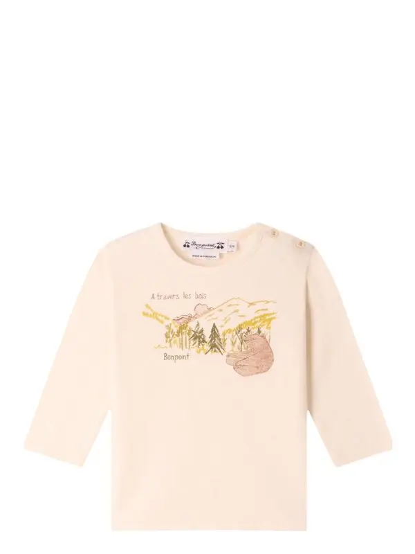 Bonpoint Crewneck Long Sleeve T-shirt With Printed Pattern - No