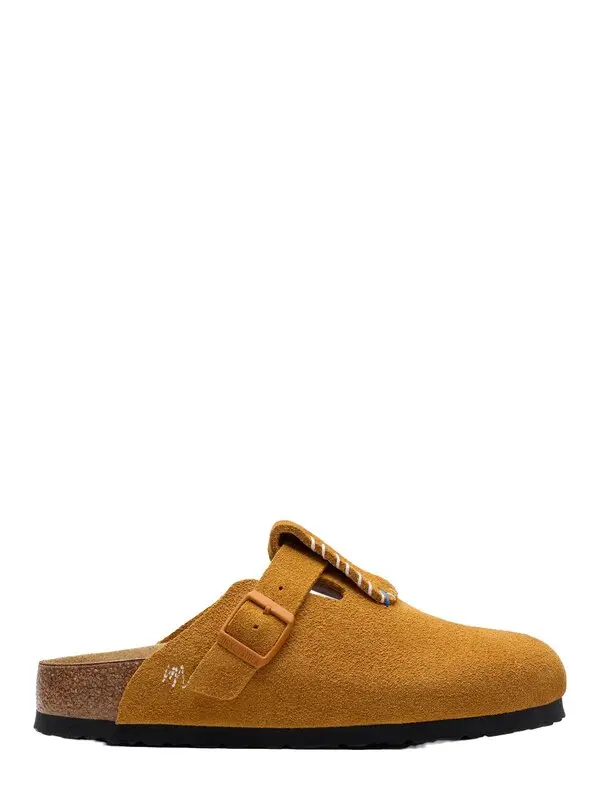 BIRKENSTOCK X Ader Error Boston Flap Suede Clogs - Marrone