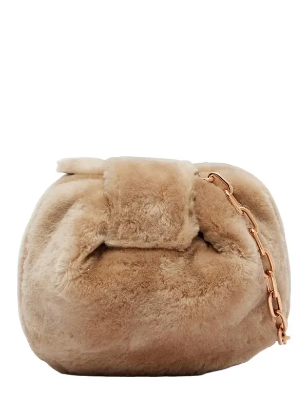 Gabriela Hearst Demi Small Shearling Clutch - Beige