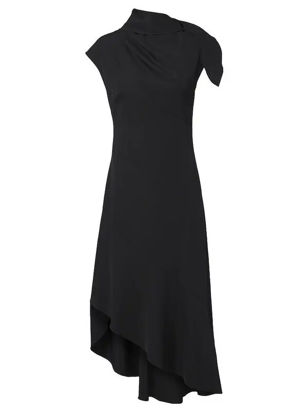 Proenza Schouler Asymmetrical Draped Midi Dress - Black