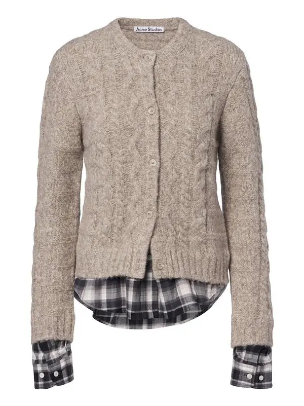 Acne Studios Layered Alpaca, Yak And Wool-blend Cardigan - Beige